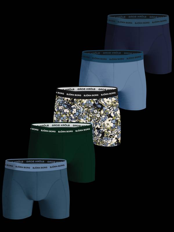 Cotton Stretch Boxer 5-pack - Blue, Green, Print, Navy Blue | Björn Borg