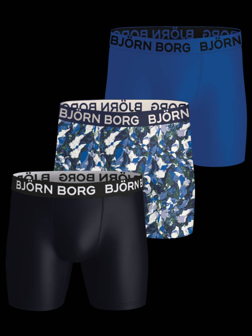 Sports Microfiber Boxers 3-pack - Blauw, Print, Marine | Björn Borg