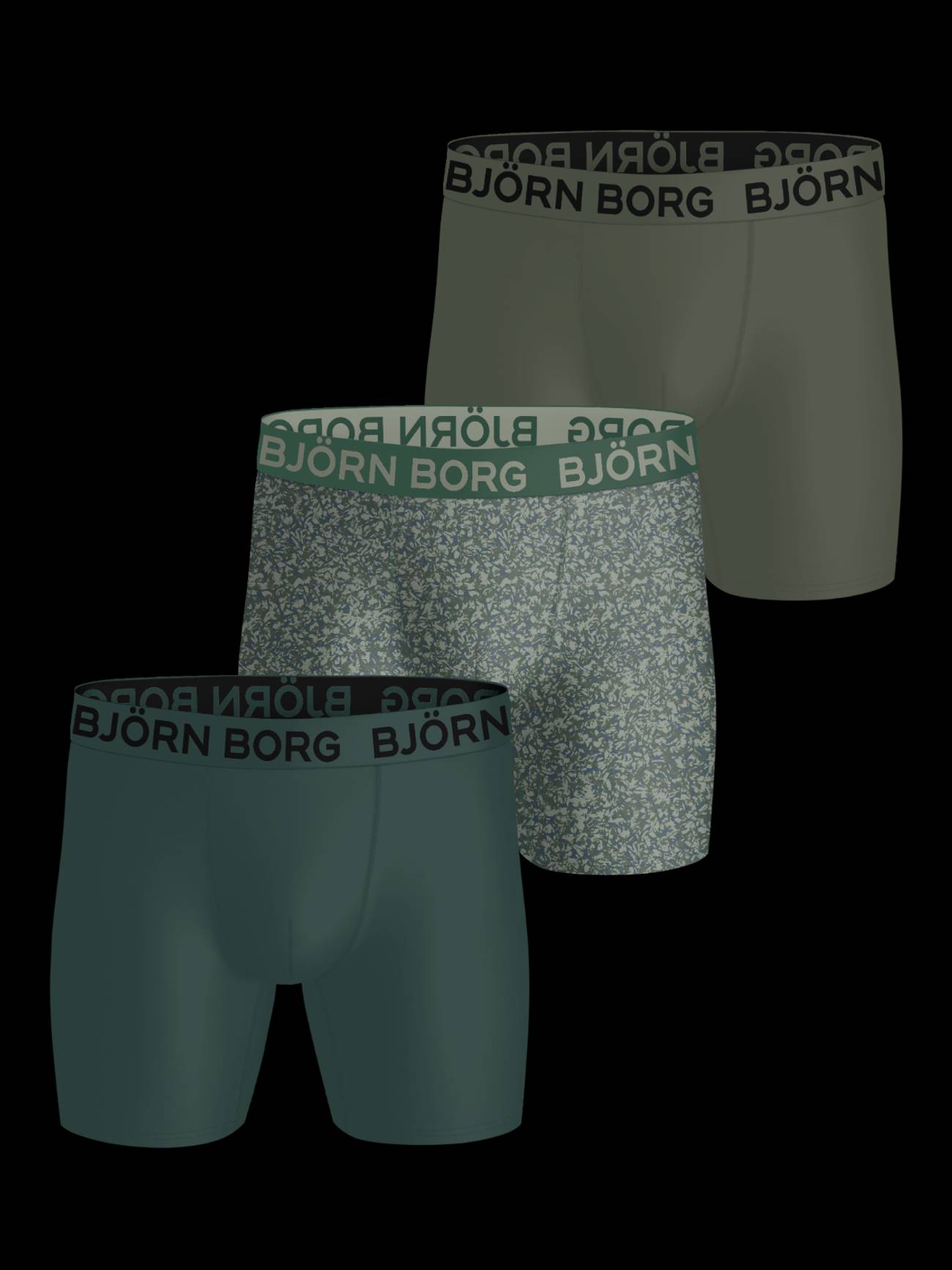 Sports Microfiber Boxers 3-pack - Groente, Print | Björn Borg