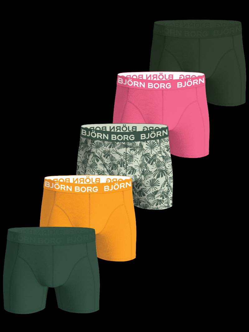 Cotton Stretch Boxers 5-pack - Green, Pink, Print, Orange | Björn Borg