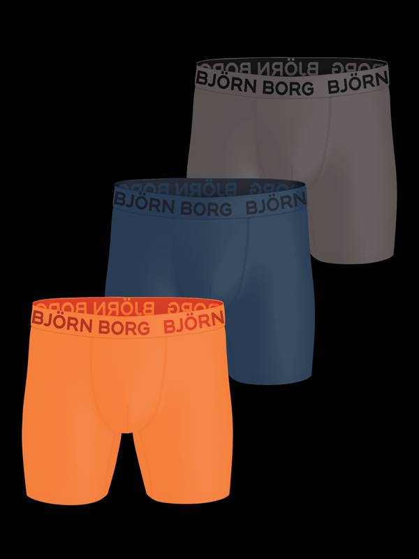 Sports Microfiber Boxers 3-pack - Navy Blue, Orange, Grey | Björn Borg