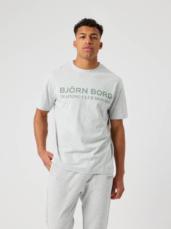 Borg Classic Print T-Shirt - Ultra Light Grey Melange | Björn Borg
