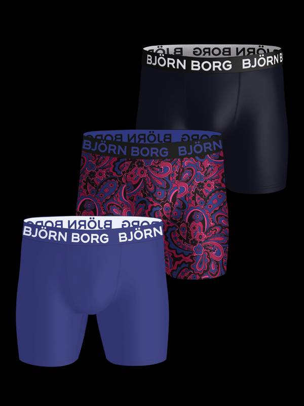 Sports Microfiber Boxers 3-pack - Blue, Print, Navy Blue | Björn Borg