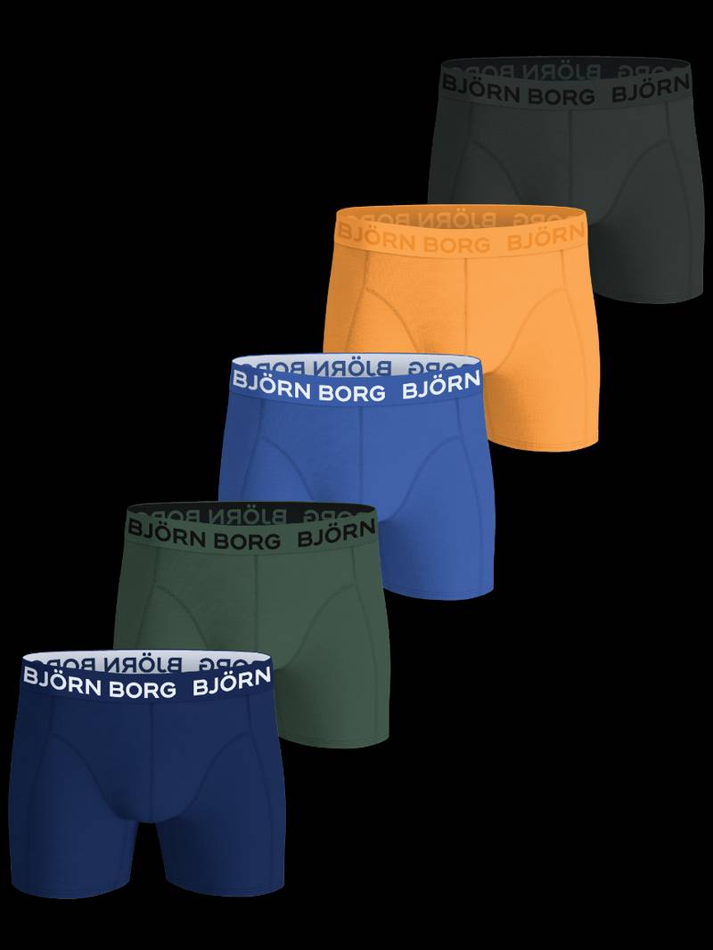 Cotton Stretch Boxers 5-pack - Blue, Green, Navy Blue, Orange | Björn Borg